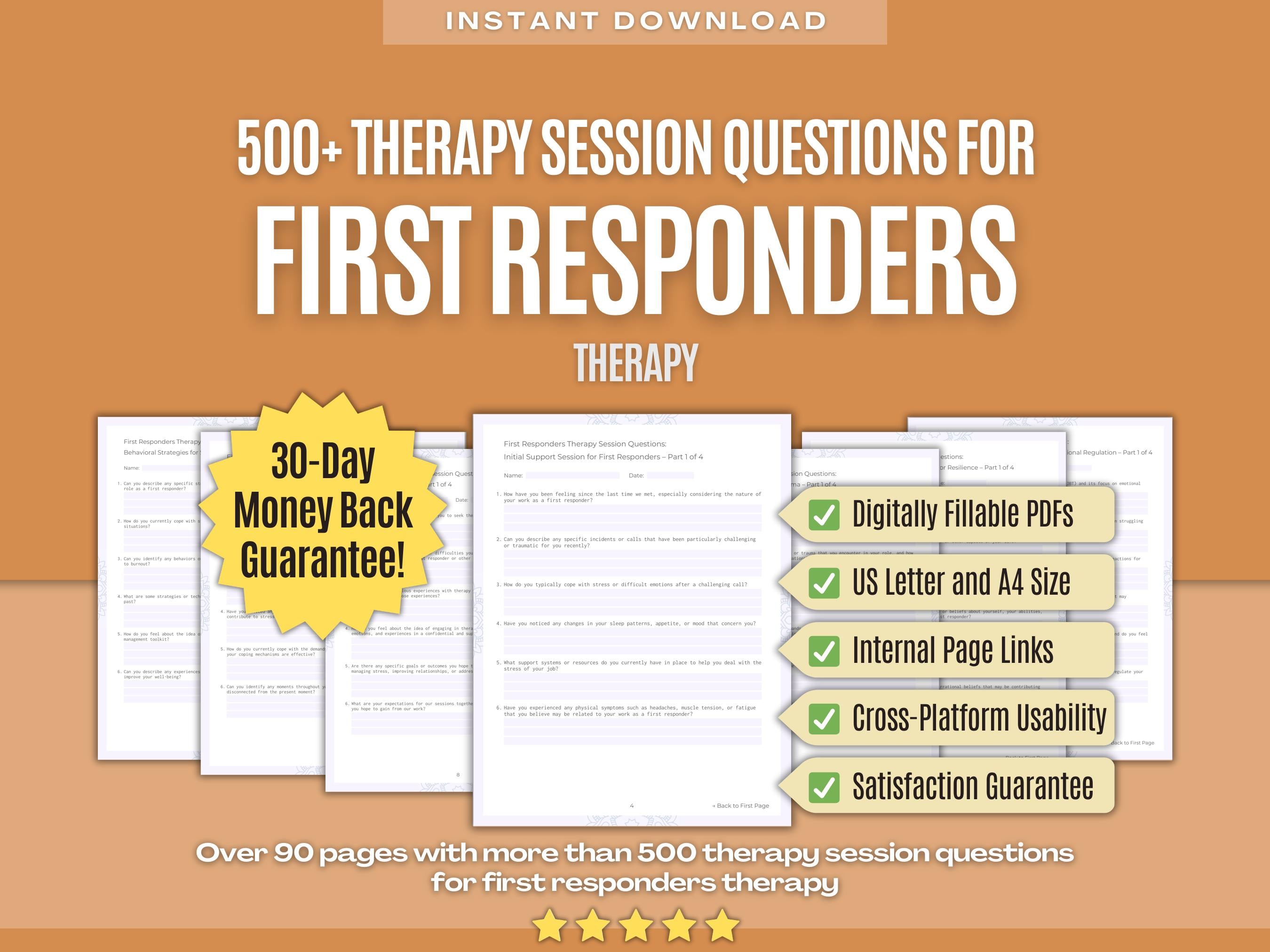 500+ First Responders Therapy Session Questions Workbook | Karlstein ...