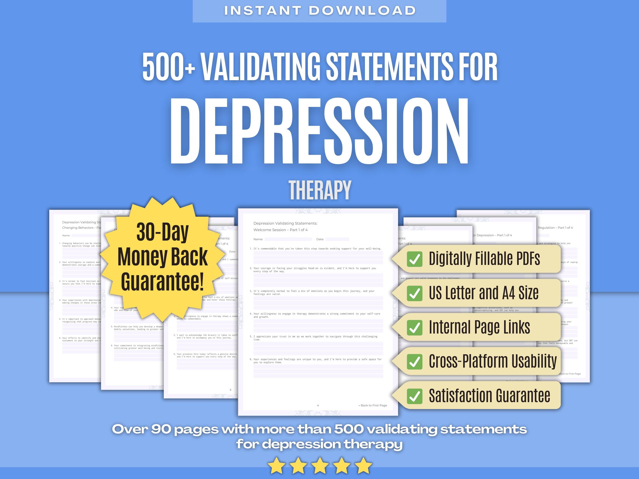 500+ Depression Validating Therapy Statements Workbook | Karlstein ...