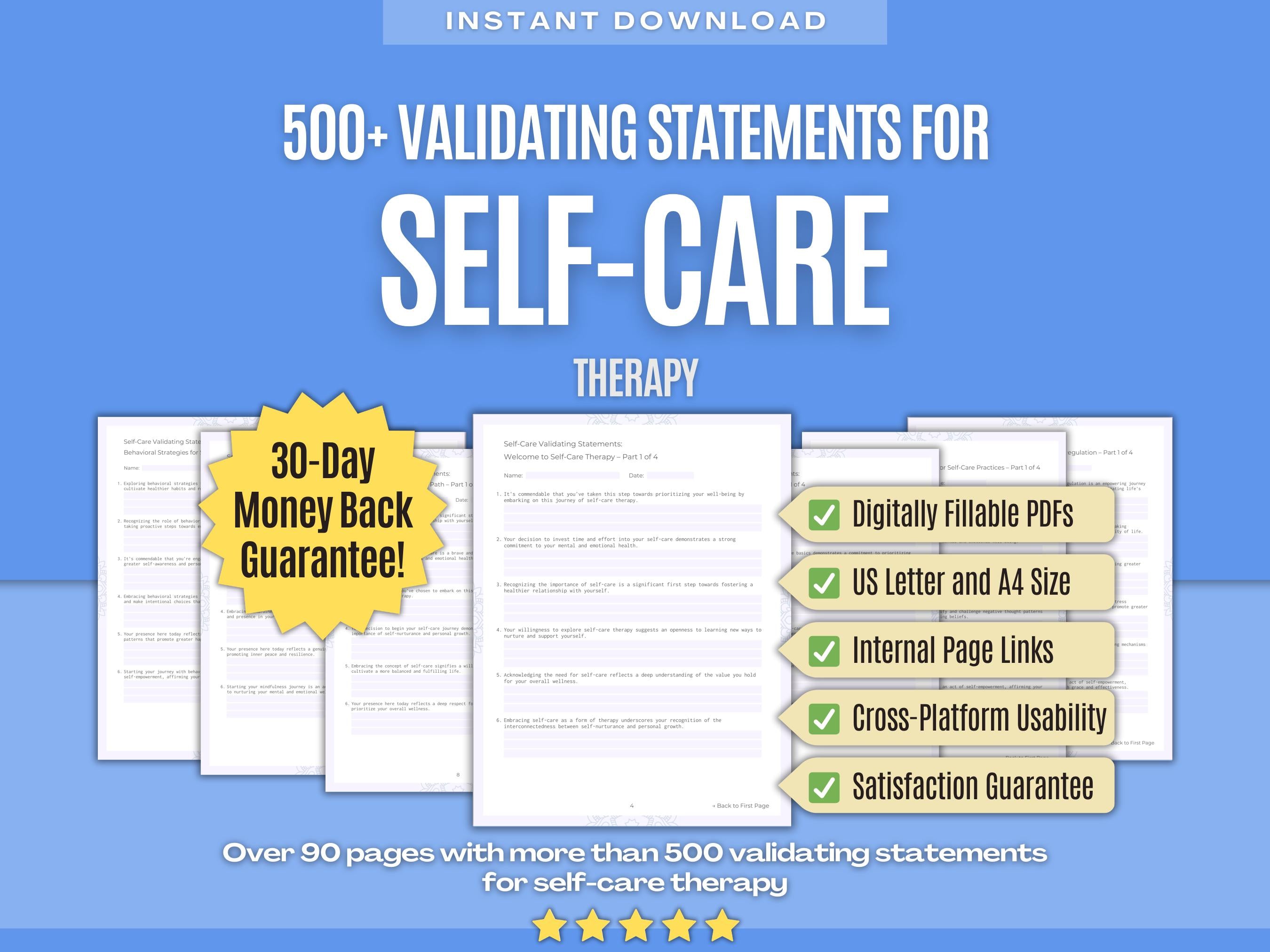 500+ Self-Care Validating Therapy Statements Workbook | Karlstein ...