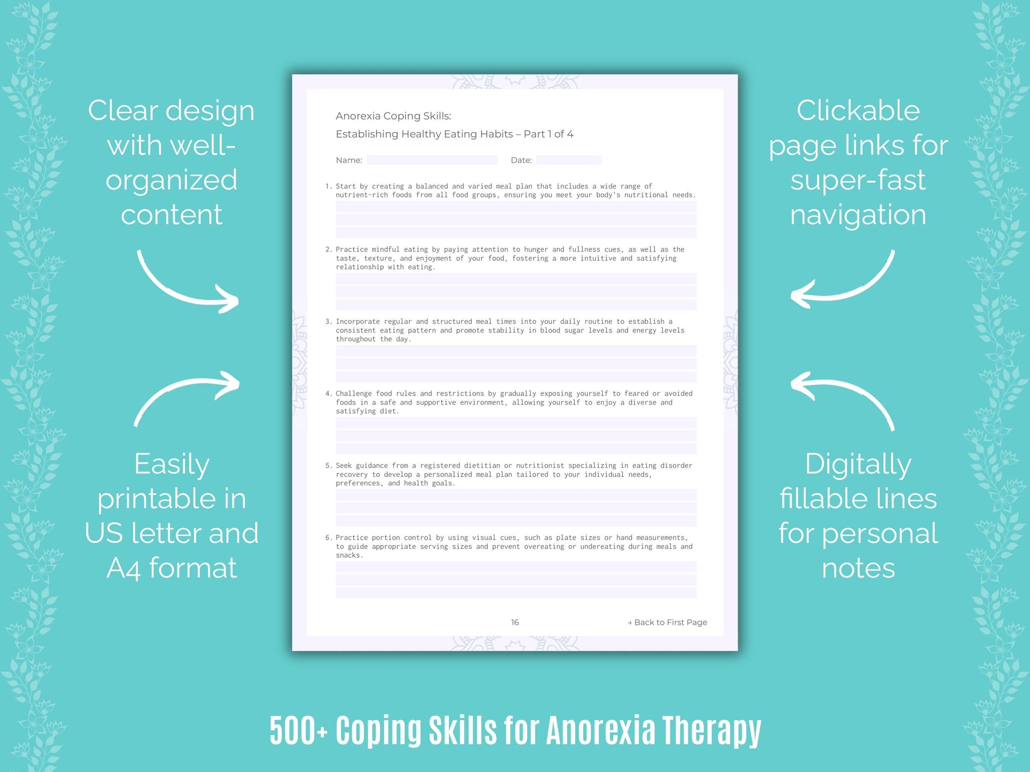 500+ Anorexia Coping Skills Workbook | Karlstein Publishing