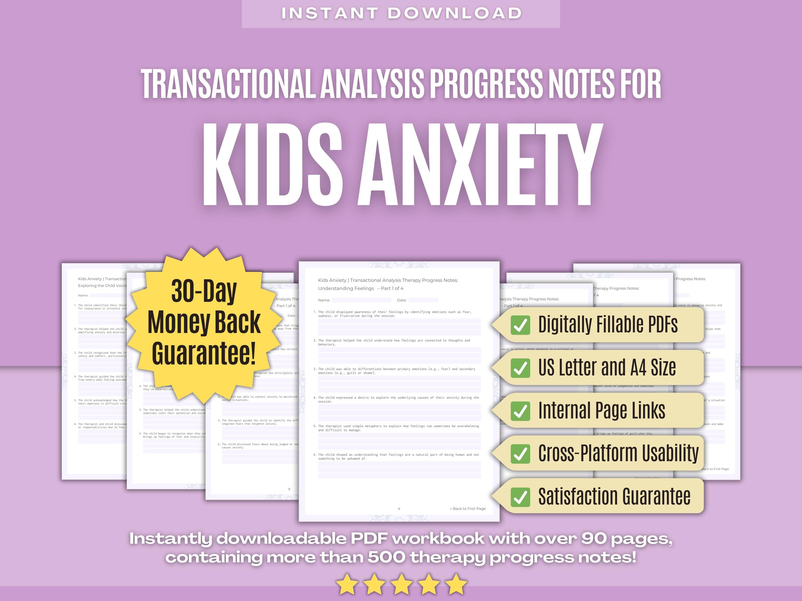 Kids Anxiety Transactional Analysis Therapy Progress Notes Workbook ...