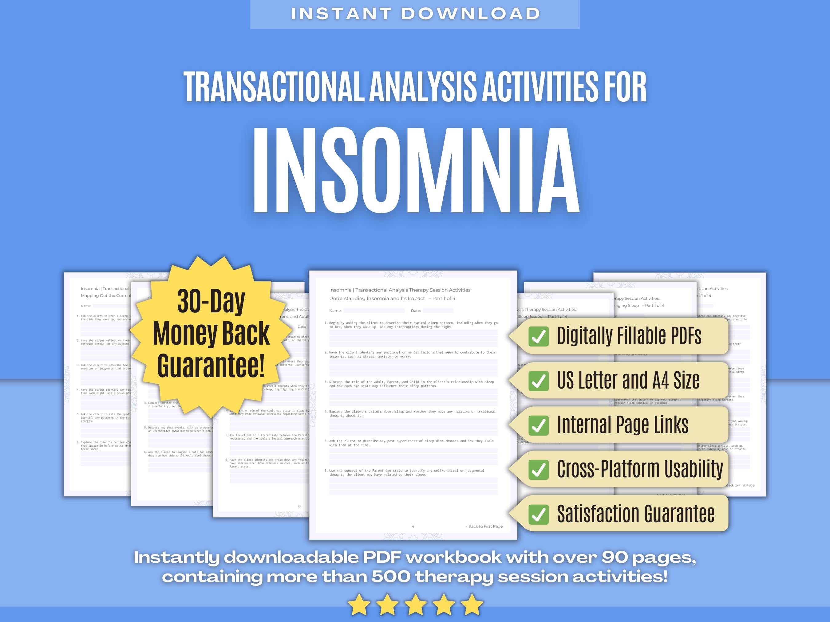 Insomnia Transactional Analysis Therapy Session Activities Workbook ...
