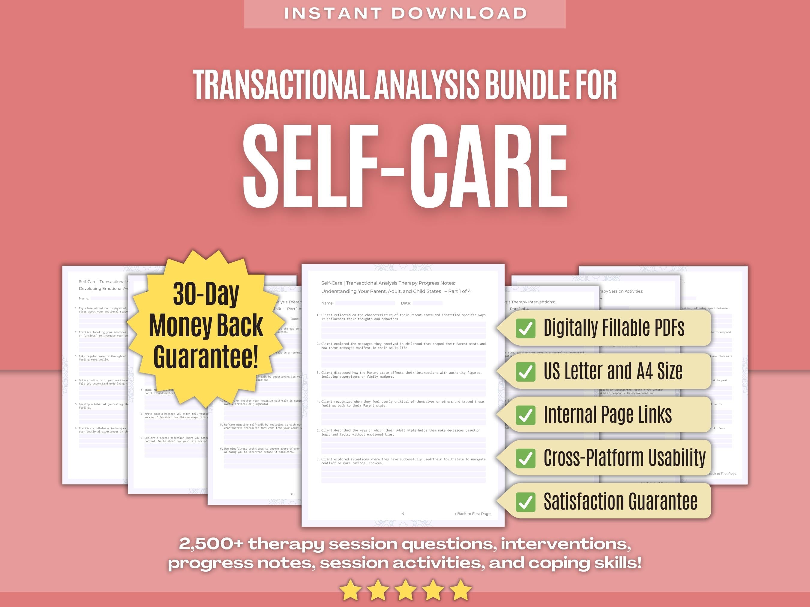 Self-Care Transactional Analysis Therapy Resources Workbooks Bundle ...